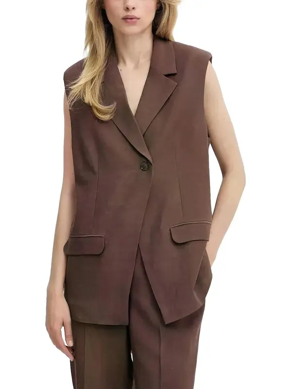SAMSOE SAMSOE Padded-shoulder Sleeveless Blazer - Brown