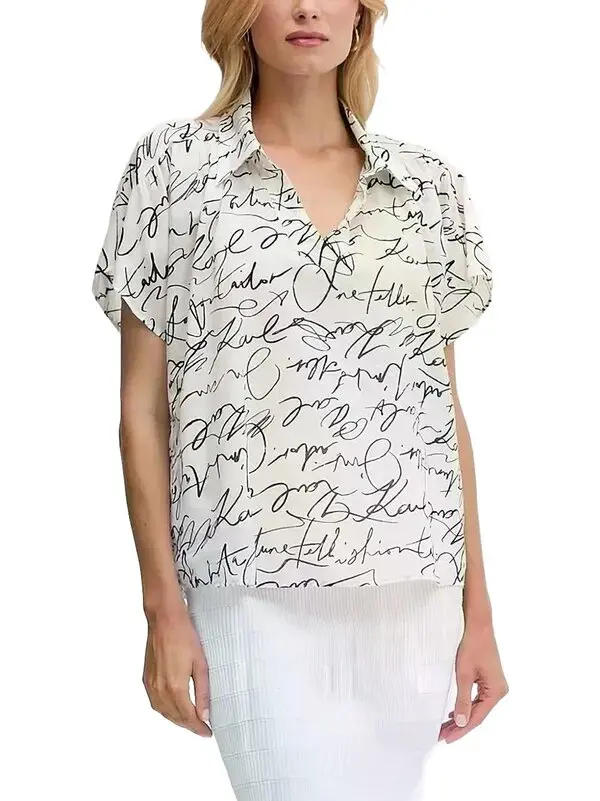 Karl Lagerfeld Script-print Short-sleeve Top - White