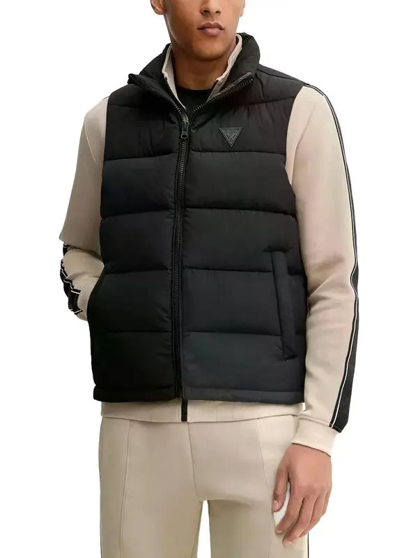 Guess Padded Logo-plaque Gilet - Black