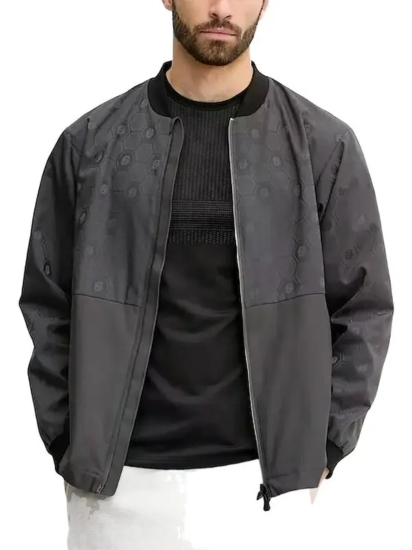 BOSS Hexagon Pattern Bomber Jacket - Grey