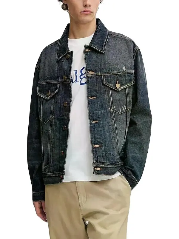 Hugo Distressed Denim Trucker Jacket - Blue