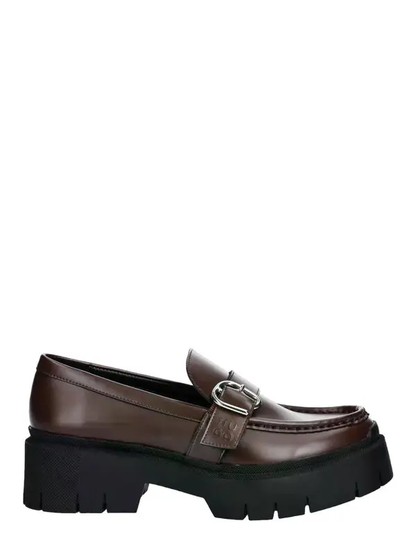 Hugo Buckle-detail Platform Loafers - Brown
