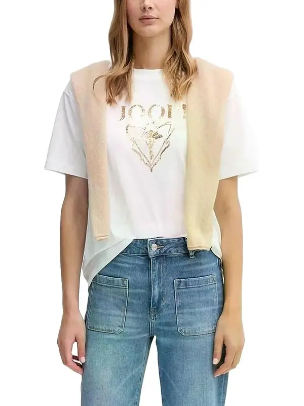JOOP! Sequin-embellished Logo Top - White