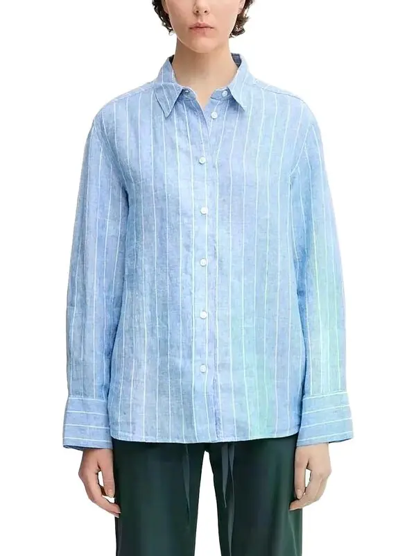 SAMSOE SAMSOE Striped Linen Shirt - Blue