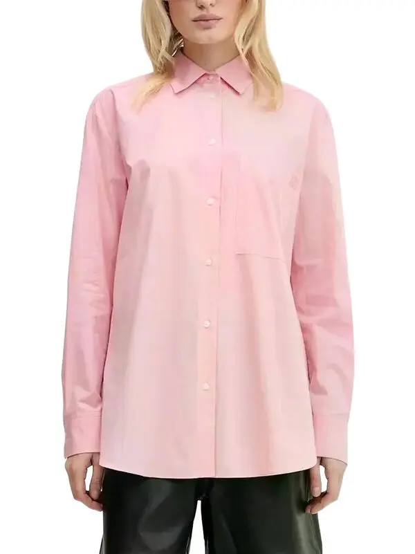 Hugo Embroidered-logo Cotton Shirt - Pink