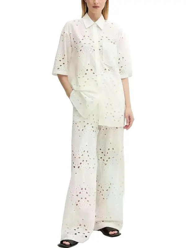 GESTUZ Eyelet-embroidered Shirt - White