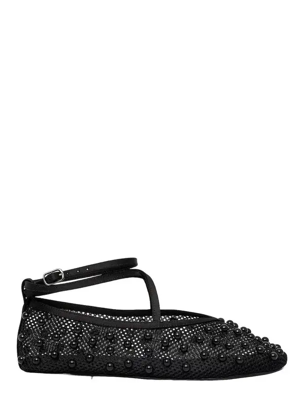 Stine Goya Bead-embellished Mesh Ballet Flats - Black