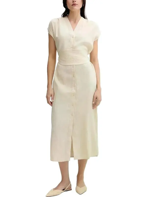 PEDRO DEL HIERRO Button-front Belted Midi Dress - Neutrals