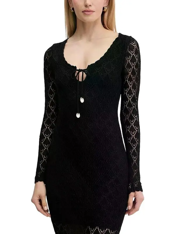 Guess Lace-insert Midi Dress - Black