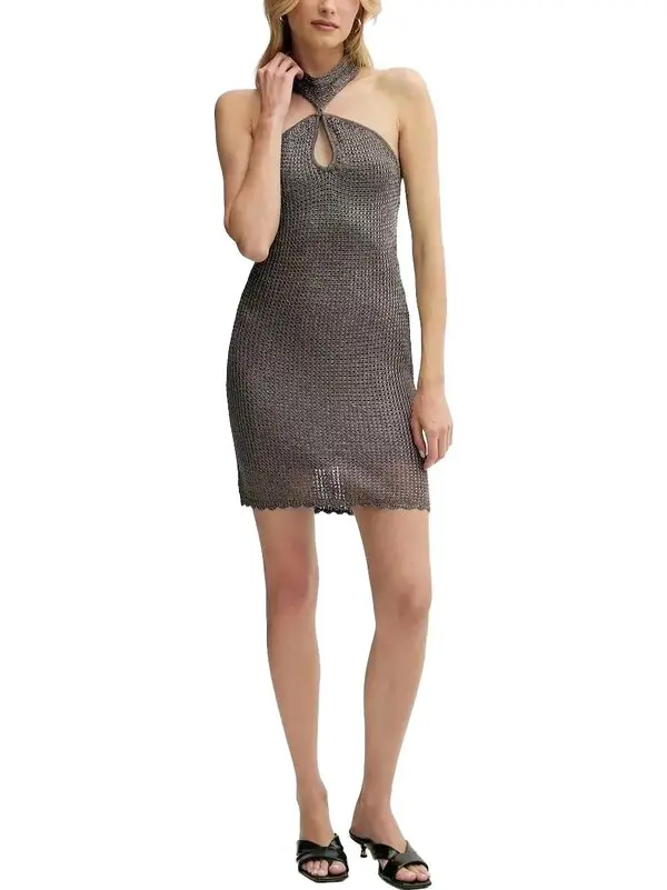 Guess Minka Halterneck Keyhole Dress - Silver