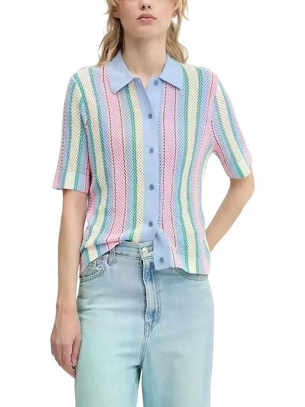 Stine Goya Striped Open-knit Shirt - Multicolour