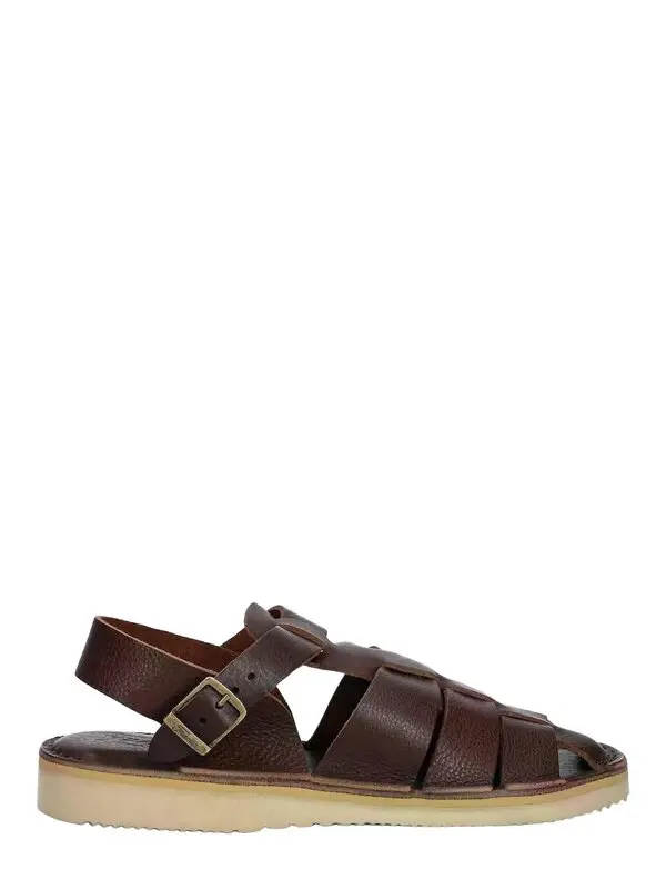 FRACAP Leather Buckle Sandals - Brown