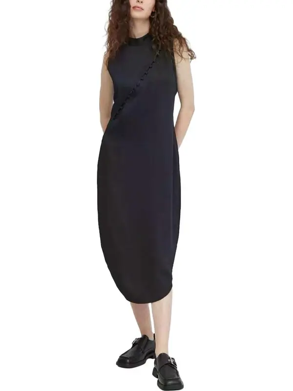 BRUUNS BAZAAR Button-detailed Asymmetric Dress - Black