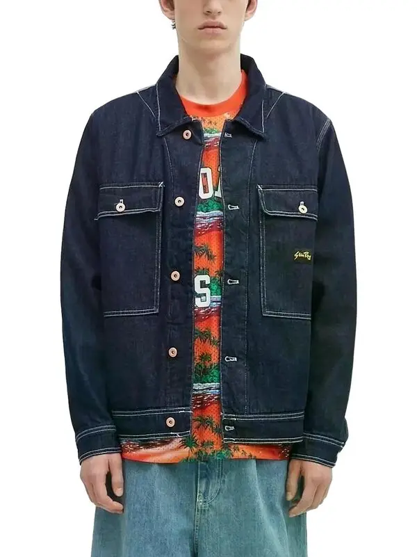 STAN RAY Coverall Contrast-stitch Denim Jacket - Blue