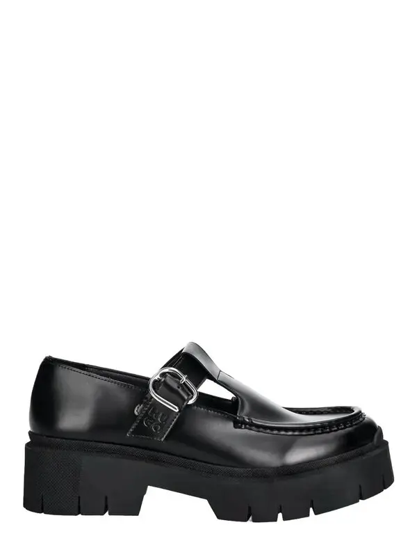 Hugo Buckle-detail Platform Loafers - Black