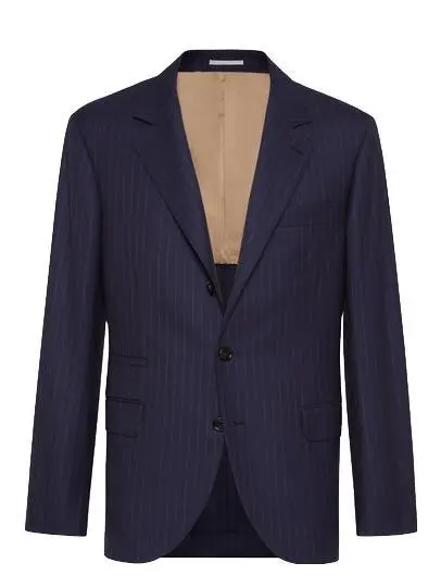 Brunello Cucinelli Chalk Stripe Blazer - Navy Blue
