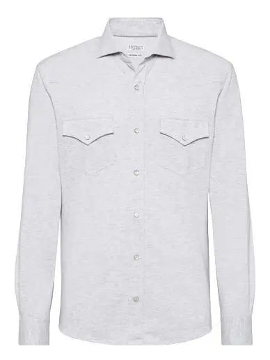 Brunello Cucinelli Piqué Shirt - Light Grey