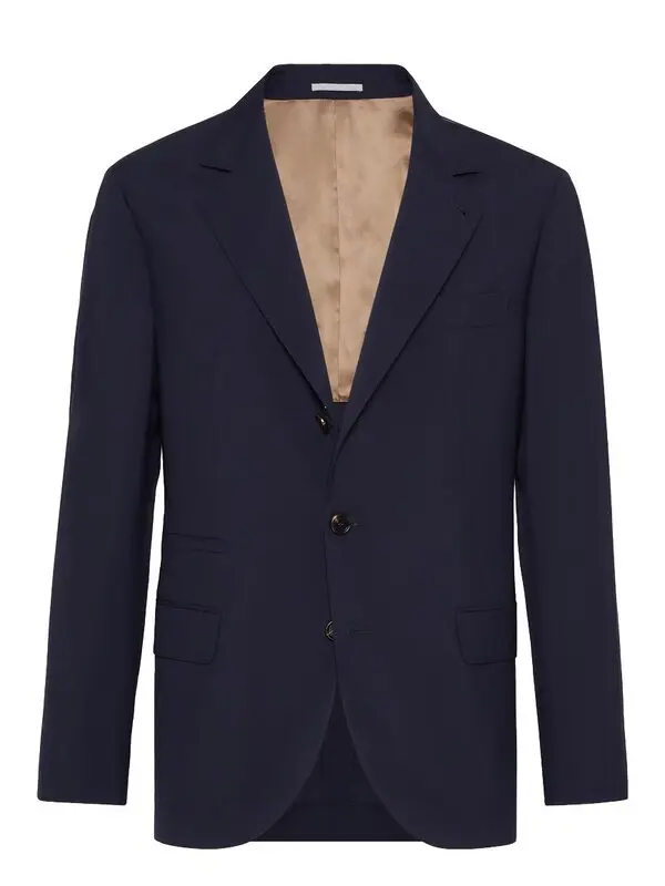 Brunello Cucinelli Wool And Silk Blazer - Navy Blue