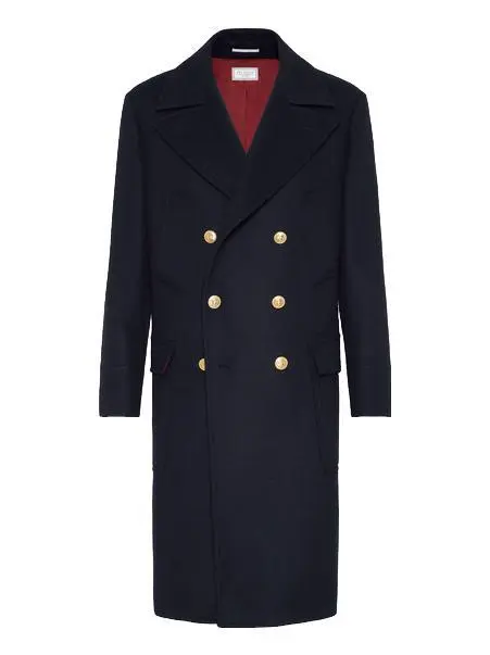 Brunello Cucinelli Double Cloth Overcoat - Navy Blue
