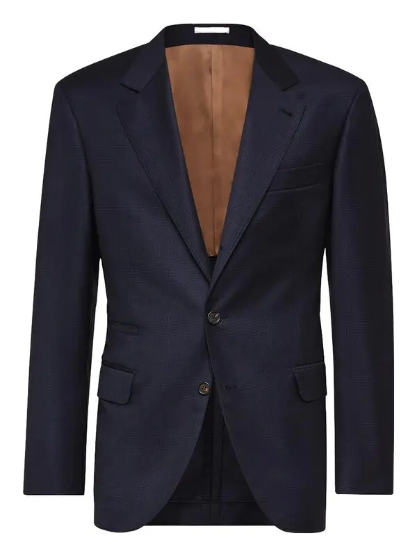 Brunello Cucinelli Prince Of Wales Blazer - Blue