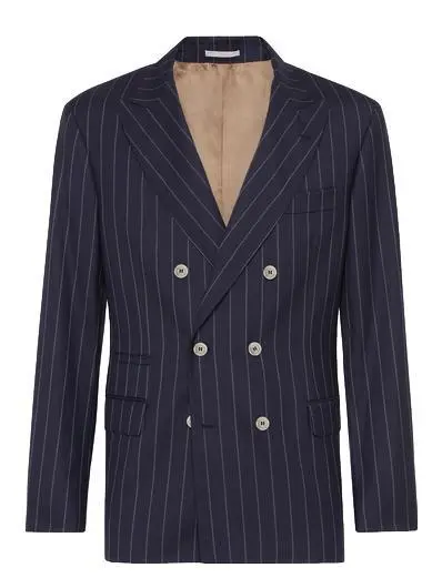 Brunello Cucinelli Wide Chalk Stripe Blazer - Blue