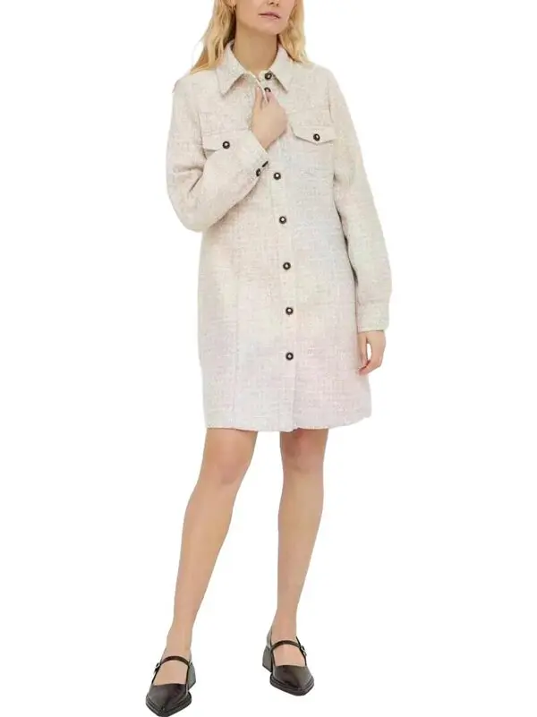 BRUUNS BAZAAR Tweed Mini Shirt Dress - Neutrals