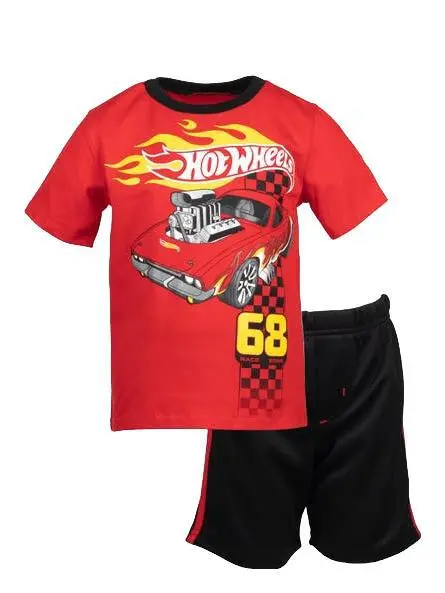 HOT WHEELS T-shirt And Athletic Mesh Shorts Set - Black/red