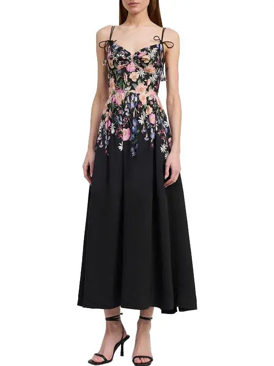 EN SAISON Nanette Placed Floral Dress - Black Multi Floral