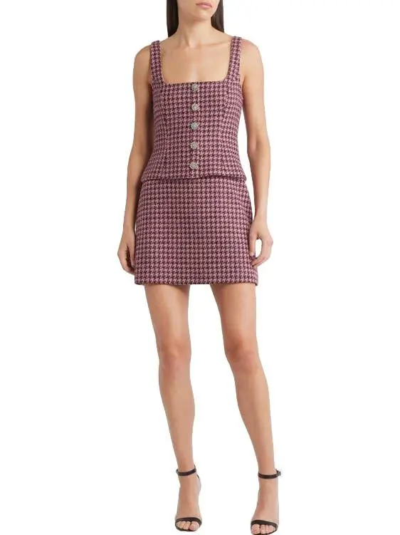 Likely Calissa Houndstooth Minidress - Mauvewood Multi