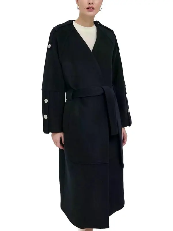 Beatrice B Belted Button-detailed Coat - Blue