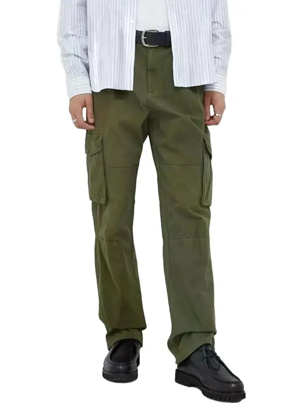 LES DEUX Herringbone Cargo Trousers - Green
