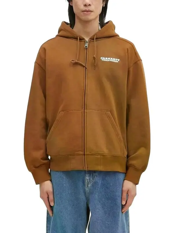 Carhartt Work In Progress Logo-print Zip-up Hoodie - Brown