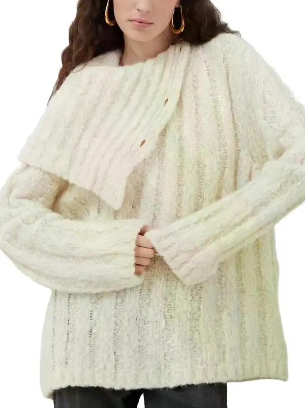 LOVECHILD Ribbed Knit Wool Blend Sweater - Neutrals