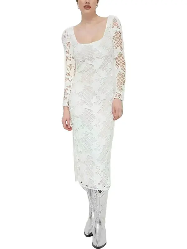 Desigual Puff-sleeve Lace Dress - White