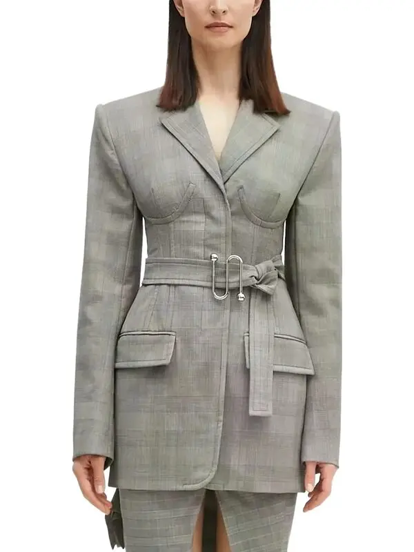 Sportmax Belted Check Jacket - Grey