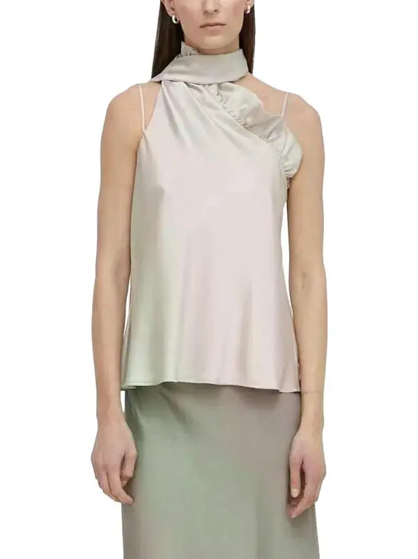 BRUUNS BAZAAR Ruffled Asymmetric-neck Blouse - Neutrals