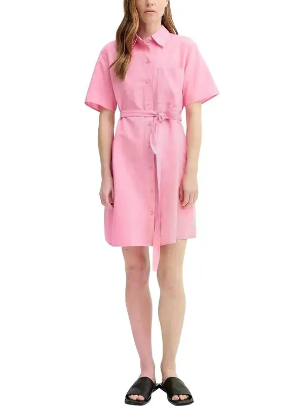 Marc O'polo Short-sleeve Belted Shirt Dress - Pink