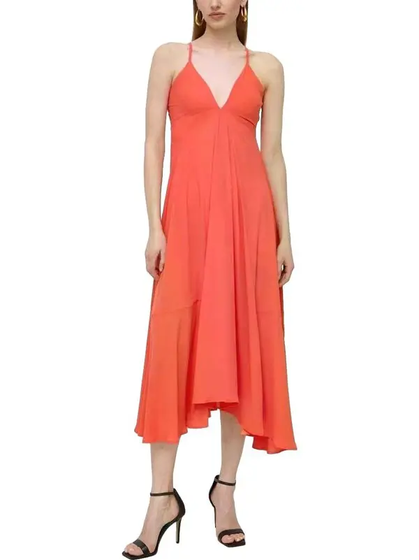 SILVIAN HEACH V-neck Midi Dress - Orange