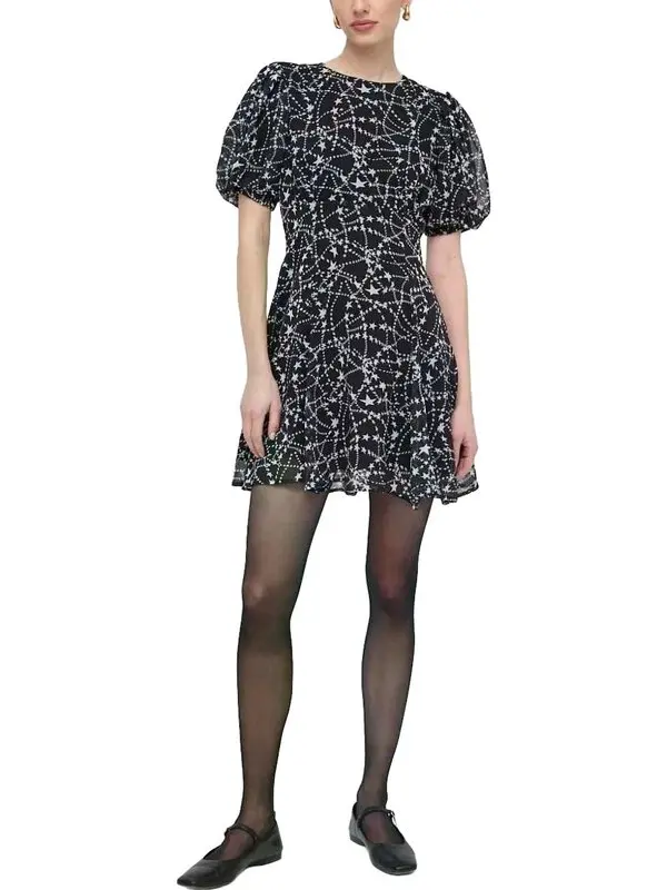 SILVIAN HEACH Star-print Puff-sleeve Dress - Black