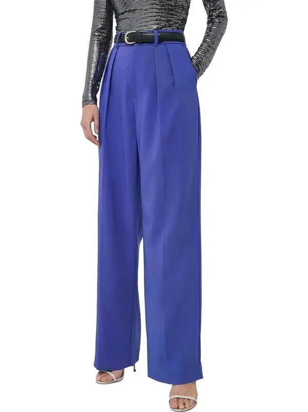 CUSTOMMADE Pleated Jewel-button Trousers - Blue