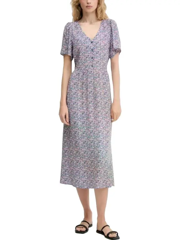 Marc O'polo Floral-print Button-front Midi Dress - Blue