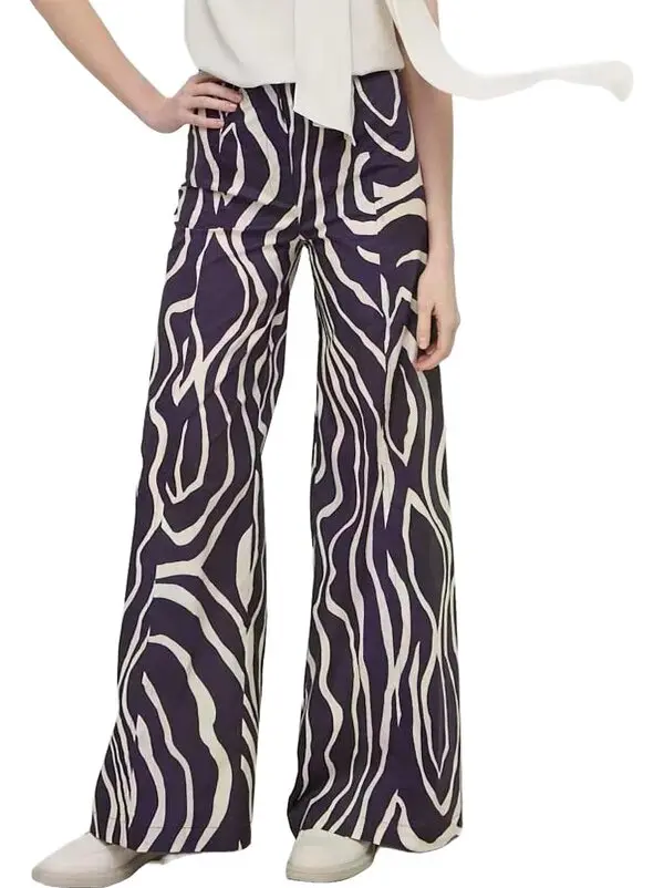 Liviana Conti Wave-print Trousers - Purple