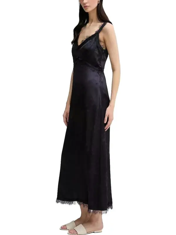 PEDRO DEL HIERRO Lace Trimmed Satin Dress - Blue