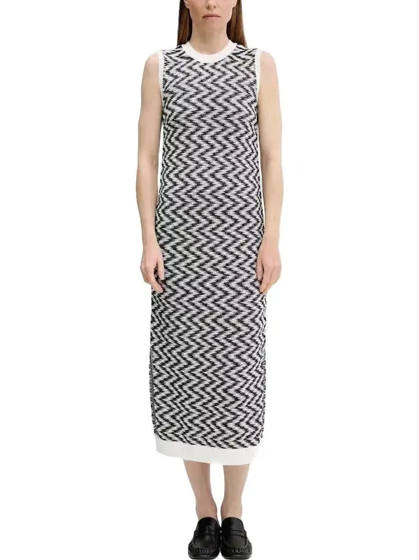 Barbour Chevron-pattern Sleeveless Midi Dress - Black