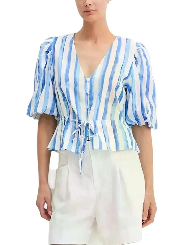 PEDRO DEL HIERRO Striped Puff-sleeve Top - Blue