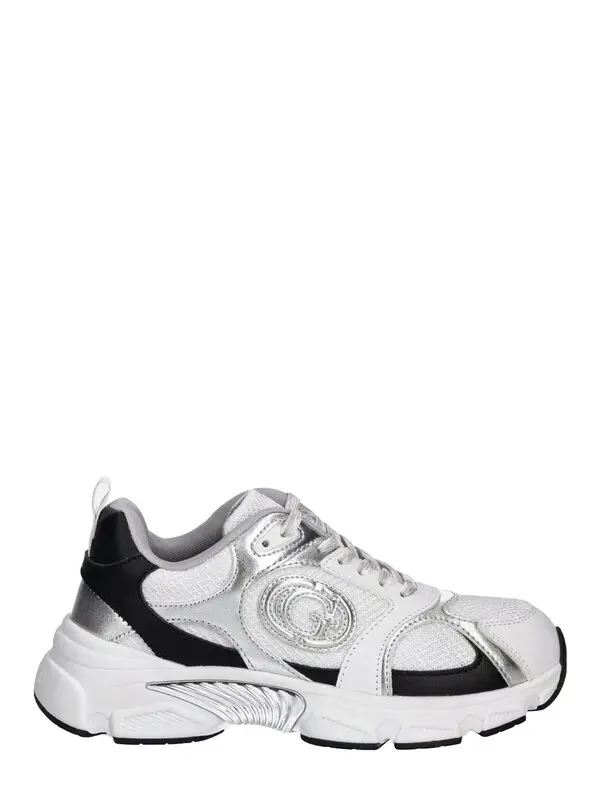 Guess Metallic-paneled Mesh Sneakers - White
