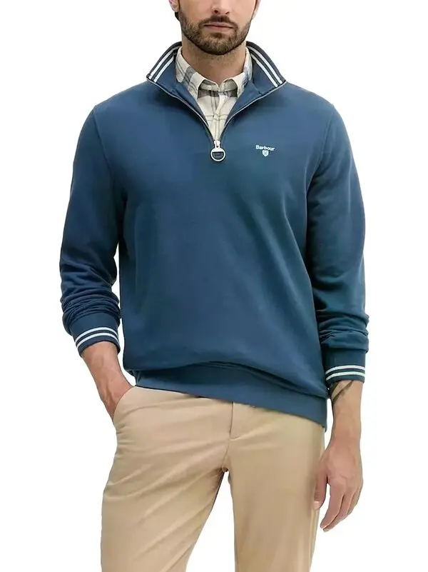 Barbour Half-zip High-neck Sweatshirt - Blue