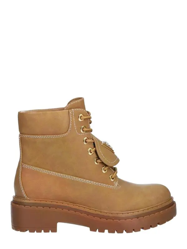 Guess Logo-plaque Lace-up Boots - Brown