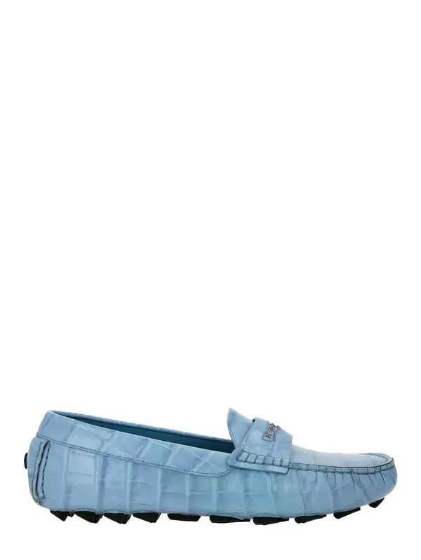 Philipp Plein Crocodile-embossed Loafers - Blue