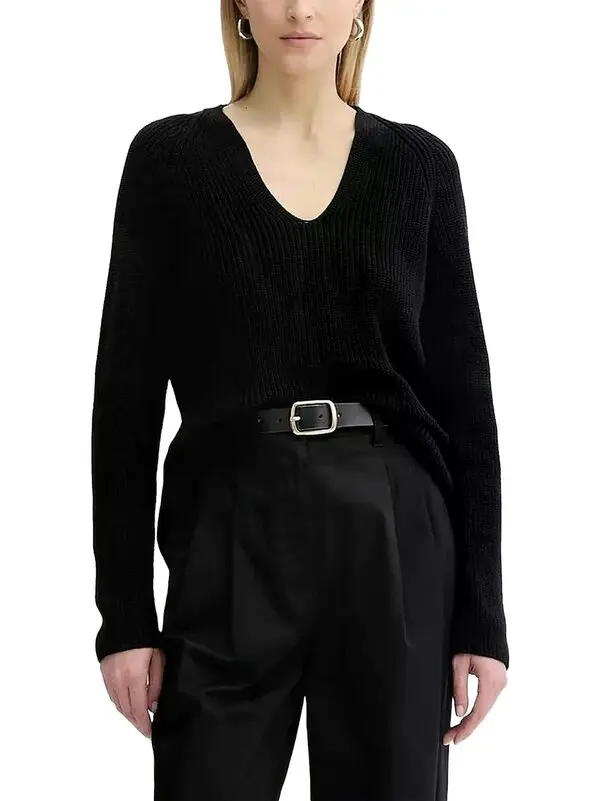 Marc O'polo V-neck Ribbed Sweater - Black